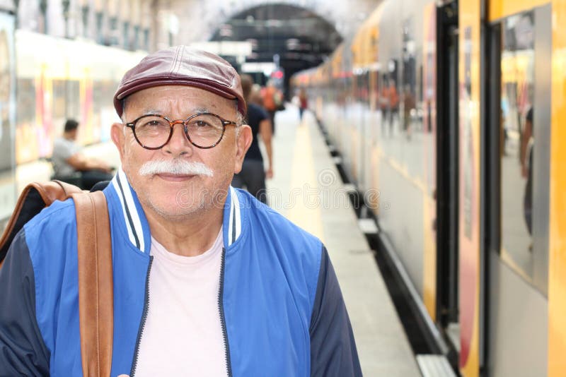 Senior man using a train stock image. Image of manhattan - 212783469