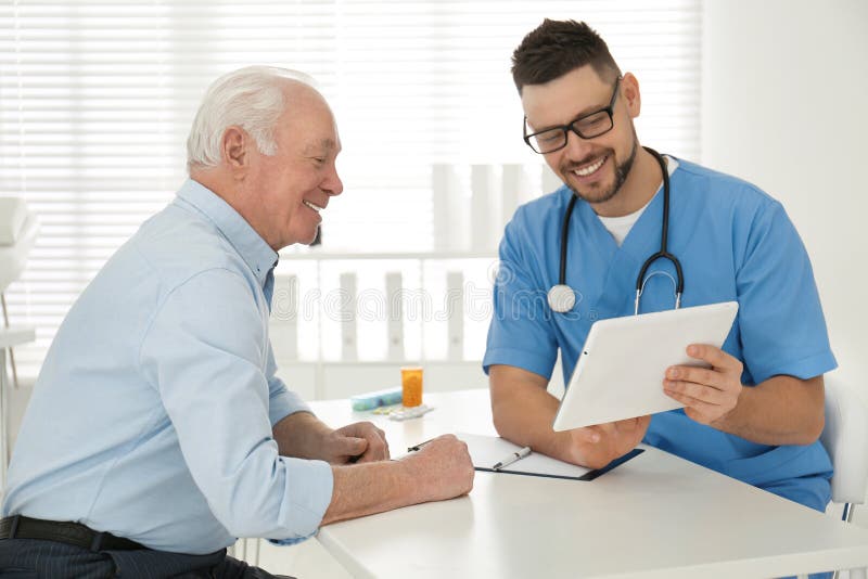 Senior Man Visiting Doctor in Office Stock Image - Image of male ...