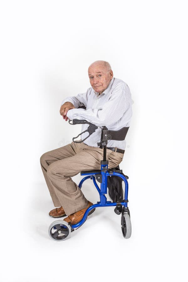 Senior Man with Walking Frame Stock Photo - Image of ageing ...
