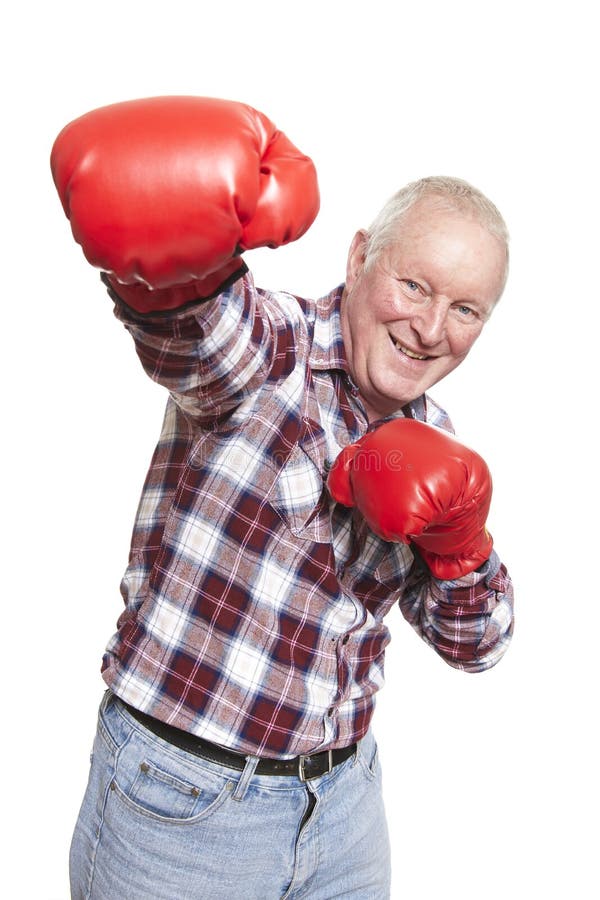 Senior Man Wearing Boxing Gloves Smiling Stock Image - Image: 29912381