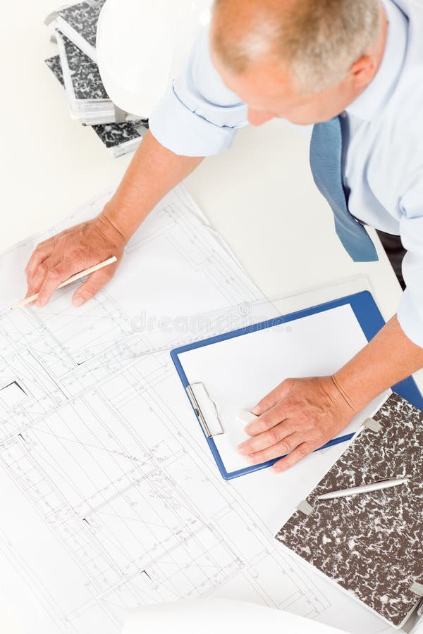 Senior Man Work on Blueprints Construction Plans Stock Photo - Image of ... Senior Man Work on Blueprints Construction Plans Stock Photo - Image of ...