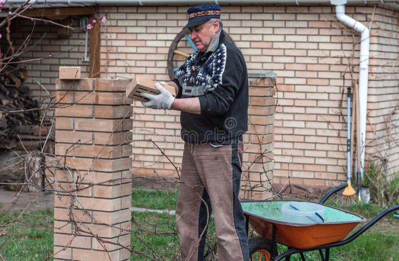 Senior Man Work at Yard, Retired Man Lifestyle Stock Image - Image of ...