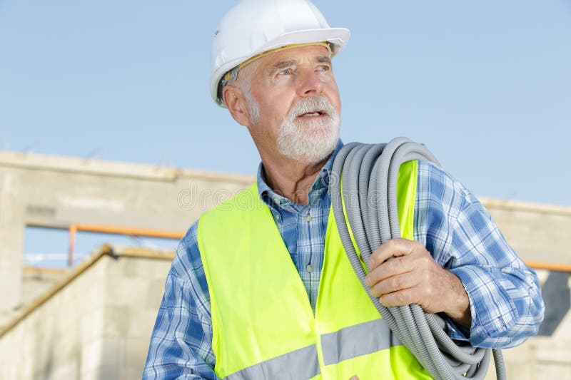 Senior Man Working with Cables Stock Photo - Image of male, elderly ...