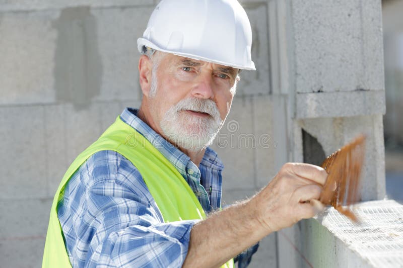 Senior Man Working on Indoor Structure Stock Photo - Image of security ...