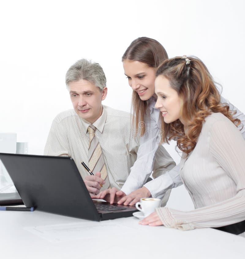 Senior Manager and Employees Looking at Laptop Screen Stock Photo ...