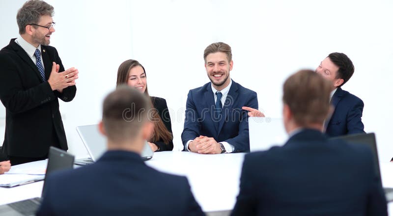 Senior Manager Makes a Report at the Briefing. Stock Image - Image of ...