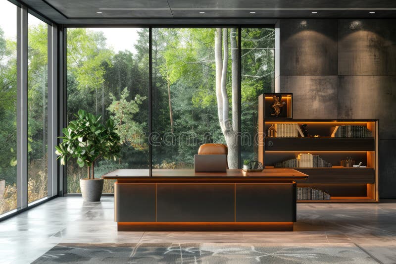 Senior Manager Office Room Interior Decorate Tropical Style. Generative ...