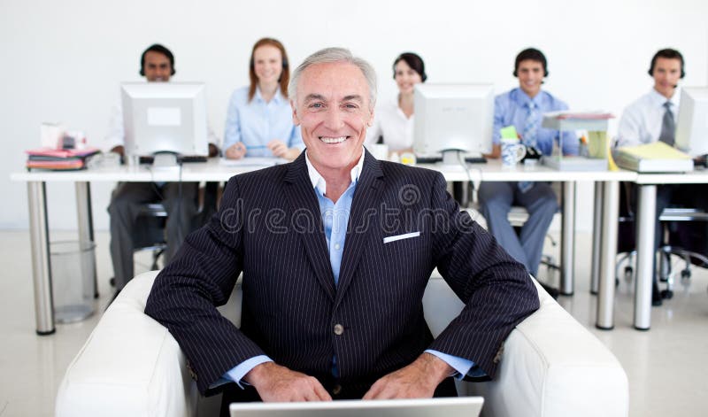 Senior Manager Reading at His Desk Stock Photo - Image of ...