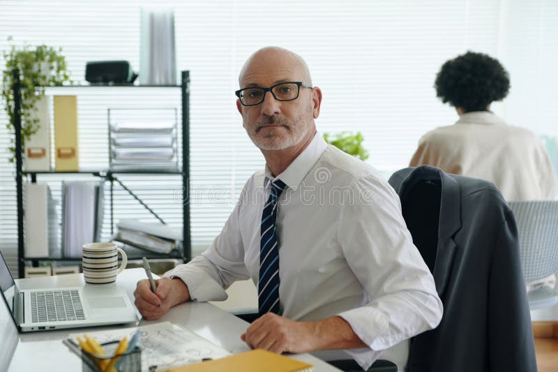 Senior Marketer Working in Office Stock Image - Image of specialist ...