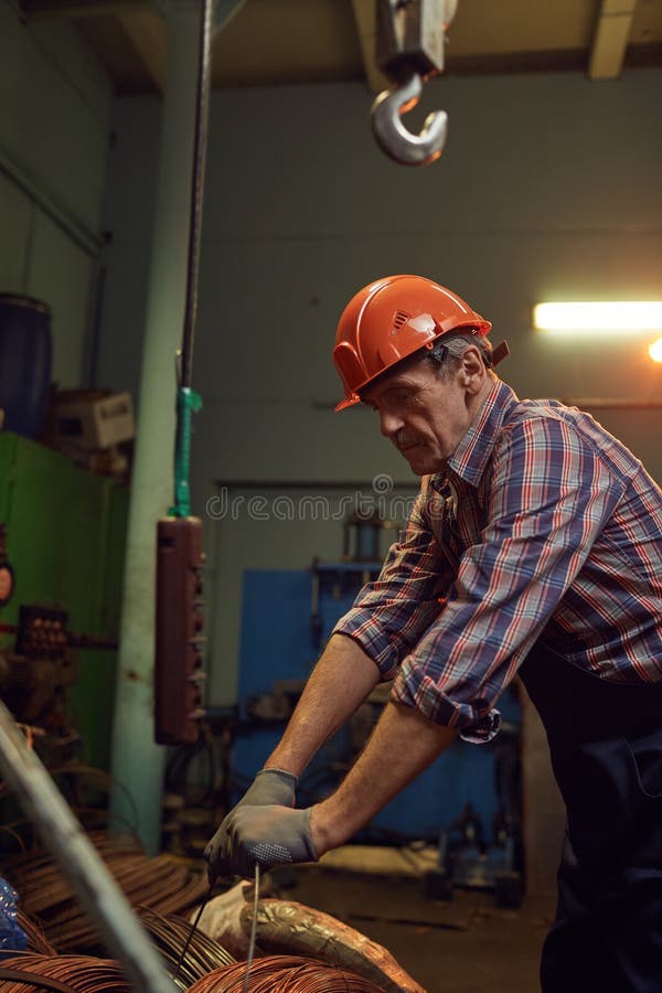 Construction Worker Working with Cables Stock Image - Image of ...
