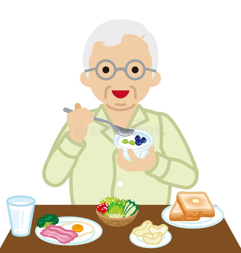 Senior Men Eating Breakfast Stock Vector - Illustration of lettuce ...