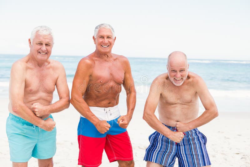 Senior Men Posing with Their Muscles Stock Photo - Image of outdoors ...