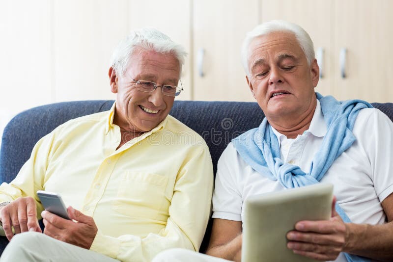 Senior Men Using Technology Stock Image - Image of health, clinic: 77687109