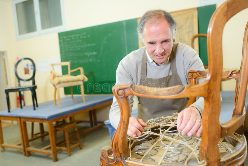 Senior Mender Chairs at Work Stock Image - Image of repairing, adult ...
