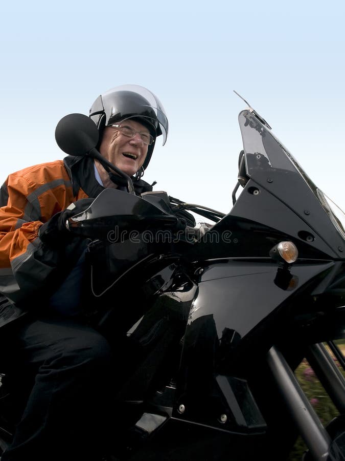 Senior on a motorbike stock photo. Image of aged, bike - 6033408