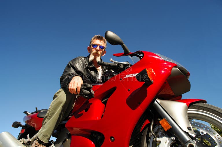 Senior Motorcycle Rider stock photo. Image of road, drive - 11602124