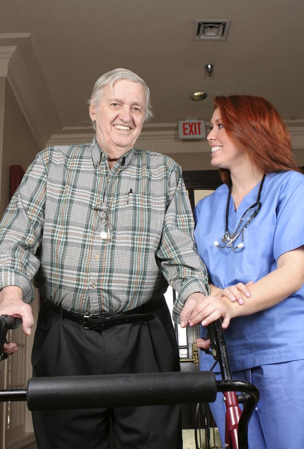 Senior with Nurse stock image. Image of scrubs, nursing - 13774295