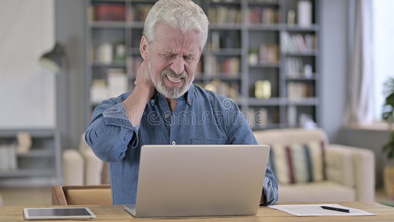 Senior Old Man Having Neck Pain Stock Photo - Image of businessman ...