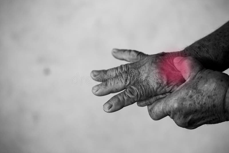 Senior Old Man Having Problem Trigger Finger Stock Image - Image of ...