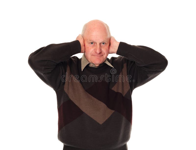 Senior Older Man Covering Ears Stock Image - Image of isolated, senior ... Senior Older Man Covering Ears Stock Image - Image of isolated, senior ...