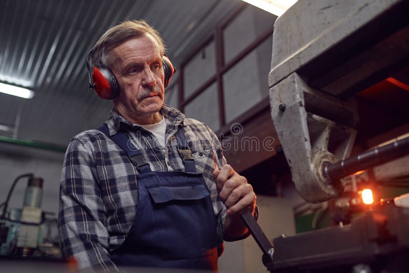 Senior Operator Working in the Plant Stock Photo - Image of occupation ...