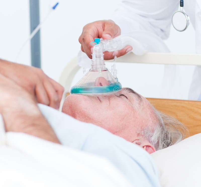 Senior Patient Receiving Oxygen Mask Stock Image - Image of casualty ...