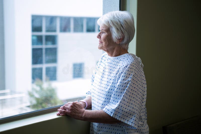 Senior Patient Standing at Hospital Stock Photo - Image of pensioner ...