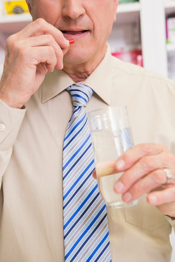 Senior Patient Taking a Pill Stock Photo - Image of prescription ...
