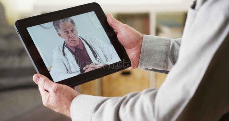 Senior Patient Talking To Tablet Doctor Stock Video - Video of ...