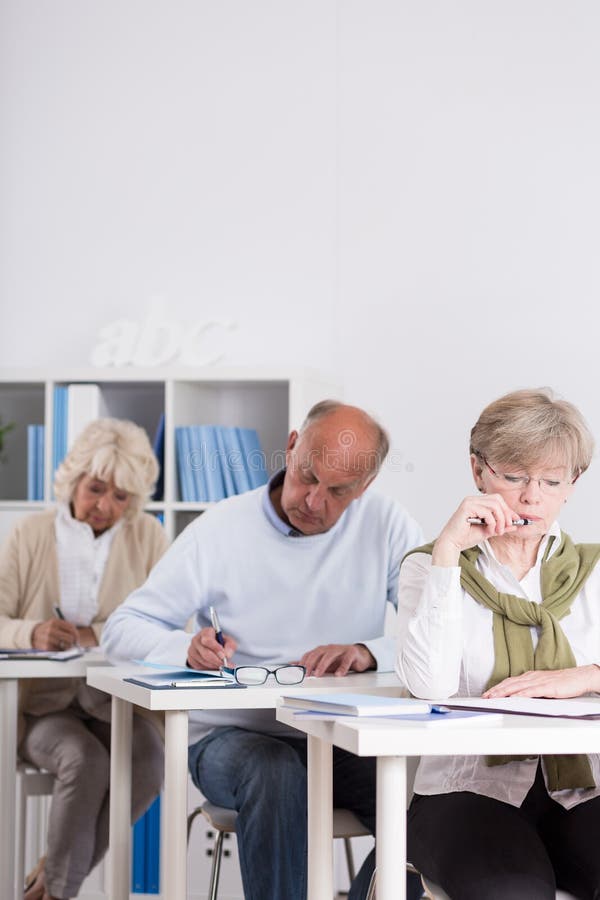 Senior People in the Classroom Stock Photo - Image of write, people ...