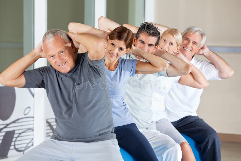 Senior People Doing Back Exercises Stock Photo - Image of back ...