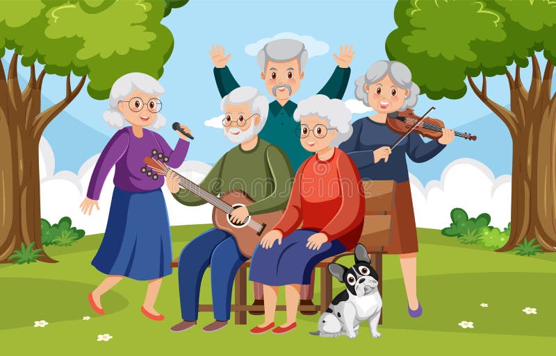 Senior People Playing Music Park Stock Illustrations – 16 Senior People ...