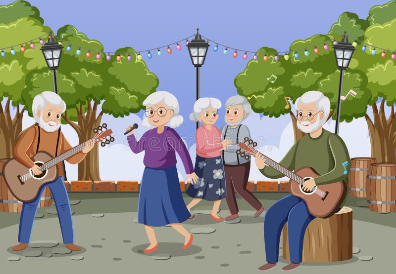 Senior People Playing Music Park Stock Illustrations – 16 Senior People ...