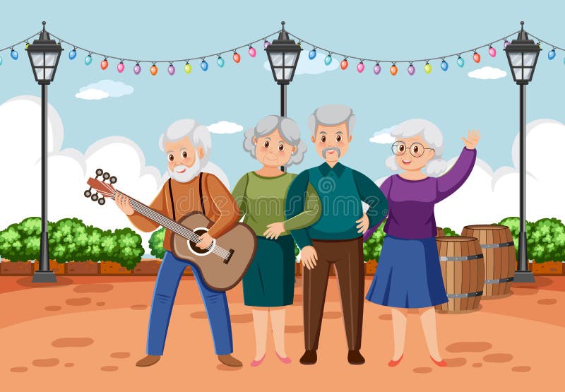 Senior People Playing Music Park Stock Illustrations – 13 Senior People ...