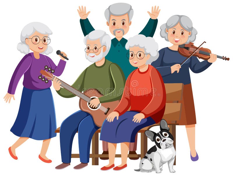 Senior People Playing Musical Instrument Stock Vector - Illustration of ...