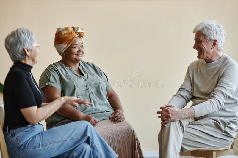 Senior People in Circle at Mental Health Support Group with Mature ...