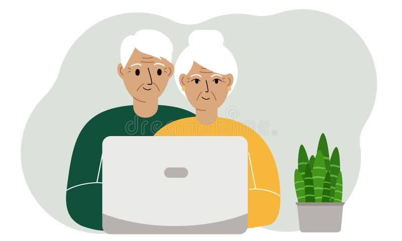 Senior People and Technology Concept. a Positive Mature Elderly Couple ...