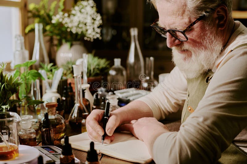 Senior Perfumer Making Notes about Scent Stock Image - Image of ...