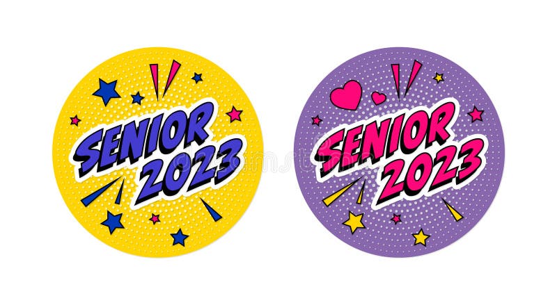 Senior 2023 Graduation Pop Art Sticker Comics Style Stock Vector ...