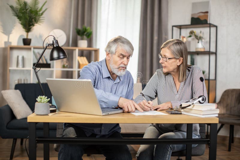 Senior Professionals Doing Distant Work in Home Office Stock Image ...