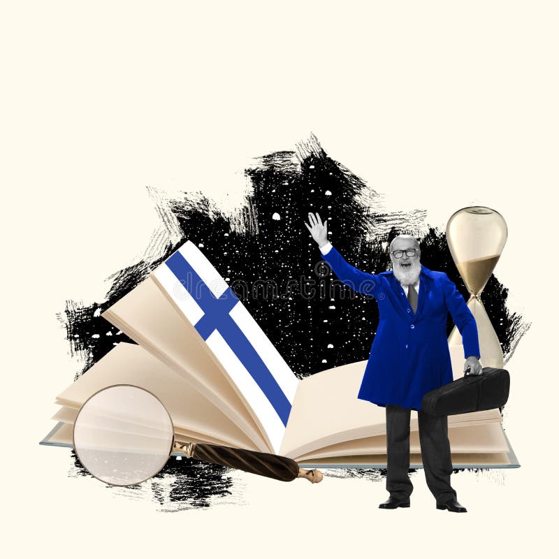 Senior Professor of Finland Language Greeting Students. Conceptual ...