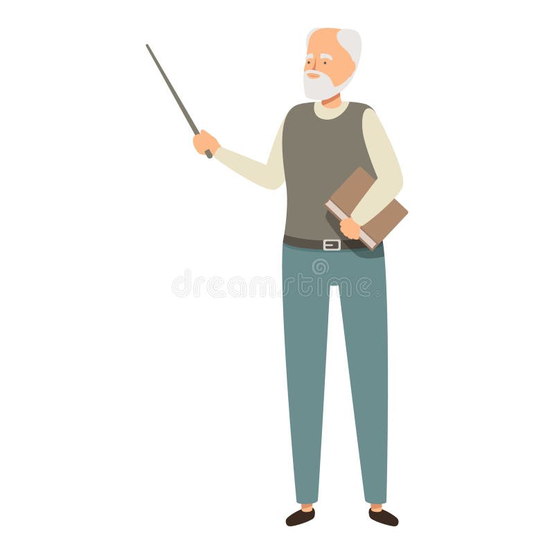 Senior Professor Holding Book Explaining Lesson Using Stick in ...