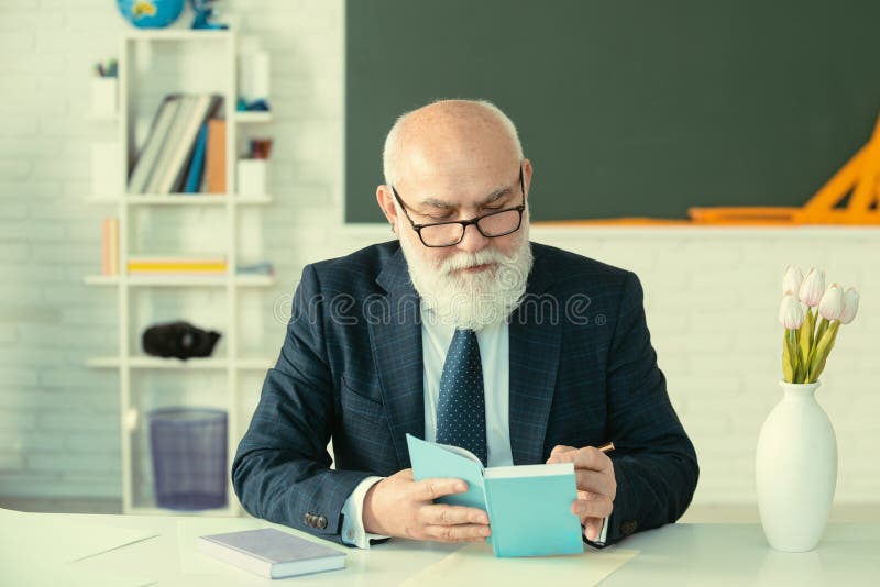 Senior Professor at School. Man Teacher with Beard in Class. Stock ...