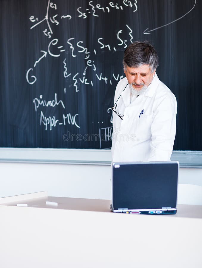 Senior Professor Writing on the Board Stock Photo - Image of hall ...