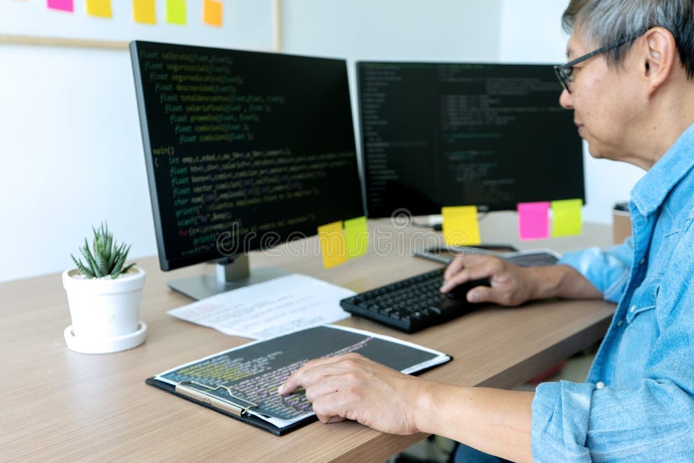 Senior Programmer Work with Developing Programming Stock Photo - Image of analyze, outsource ...