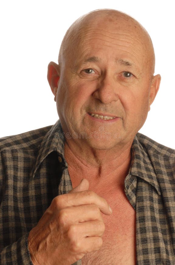 Senior putting shirt on stock image. Image of head, caucasian - 6874865