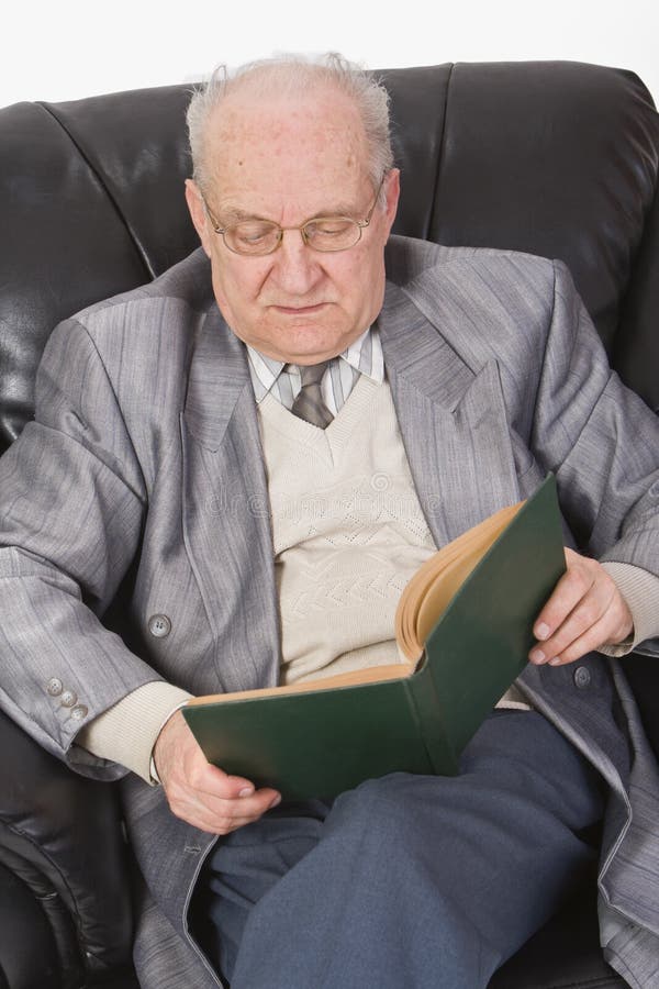 Senior reading a book stock photo. Image of grandfather - 4316112