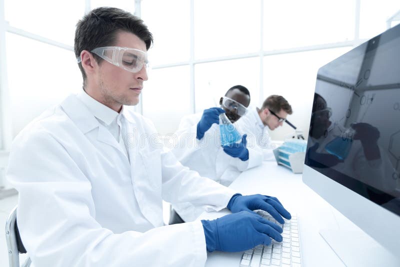 Senior Researcher Using a Computer in the Laboratory Stock Image ...