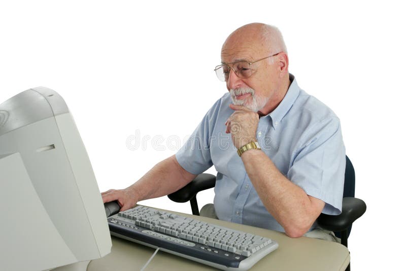 Senior Researching Online stock image. Image of keyboard - 852133