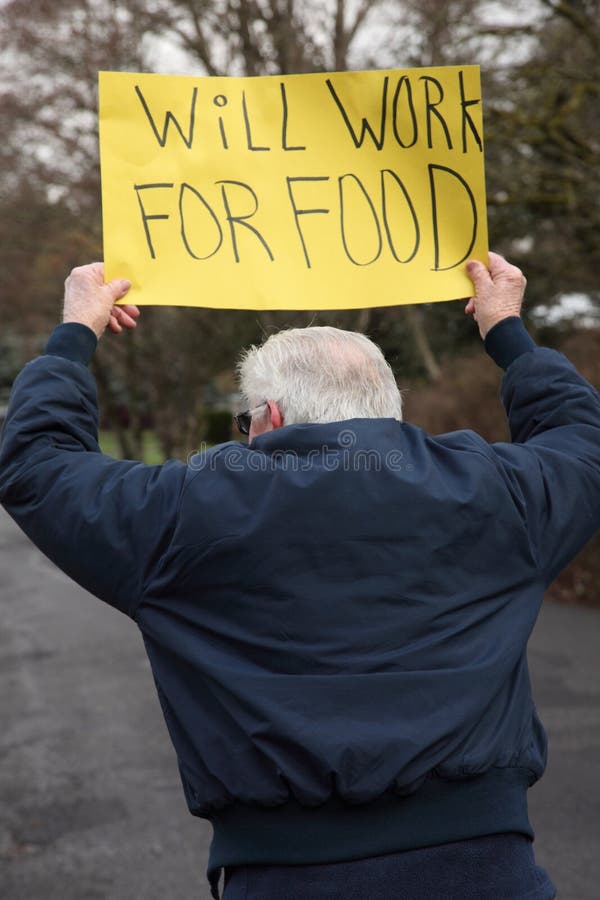 Senior Retired Man Model with Sign Stock Image - Image of homeless ...